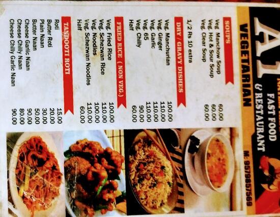 Menu at A1 Fast Food Restaurant, Benaulim