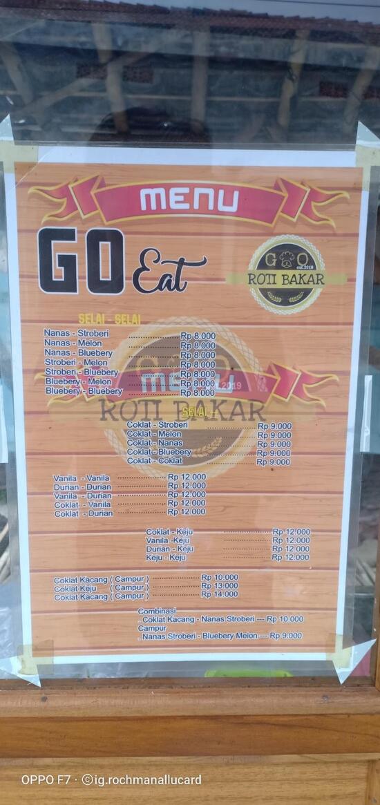 Menu at GO ROTI BAKAR restaurant, Jatirejo