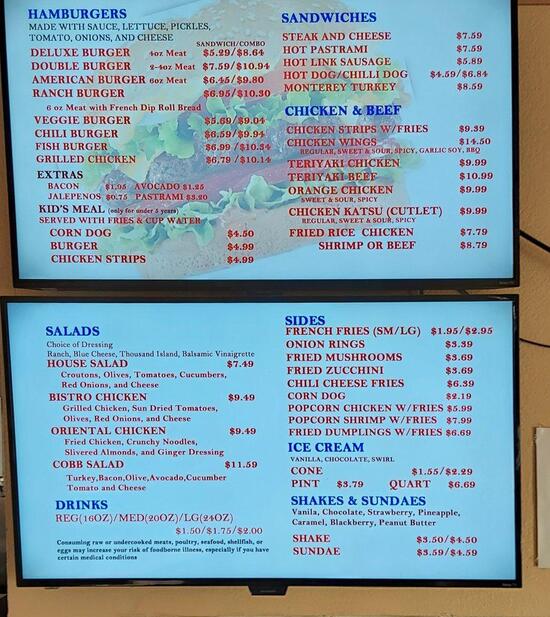 Carta del restaurante Oasis Burger & Shake, Sacramento