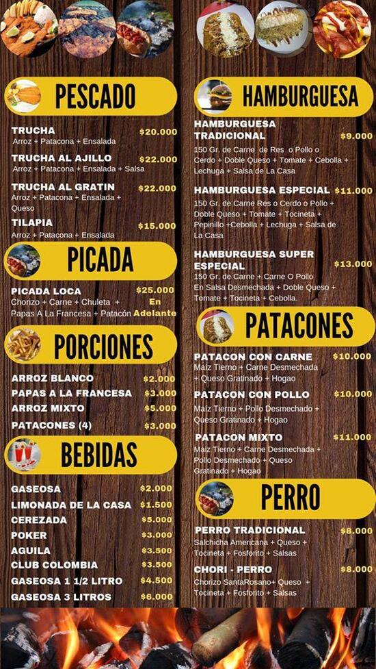 Carta del restaurante El Gran Chorizo Loco La Paila, Yumbo