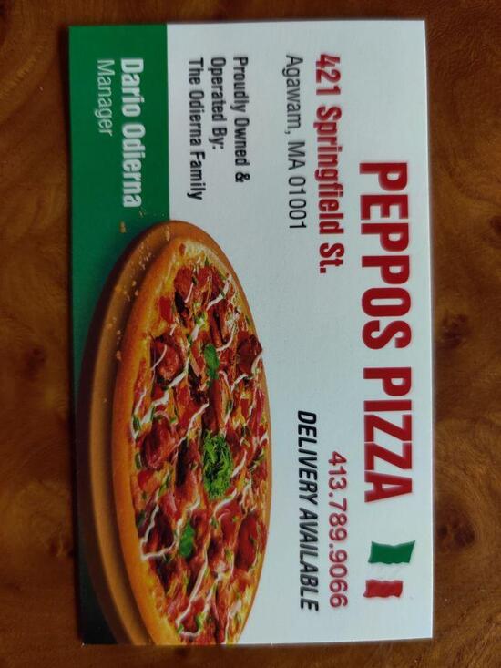 Menu at Peppino's Pizza pizzeria, Agawam