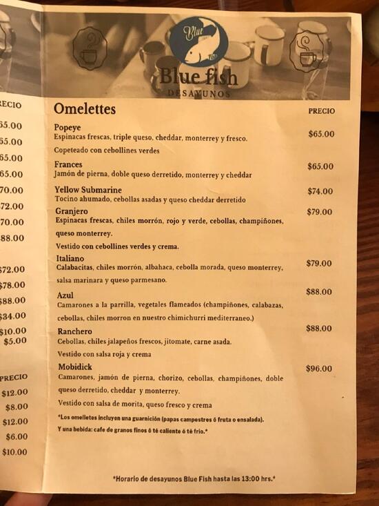 Menu at Blue Fish Restaurante, Santiago de Querétaro