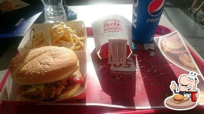 Menu at KFC fast food, Leeds, Millshaw Road