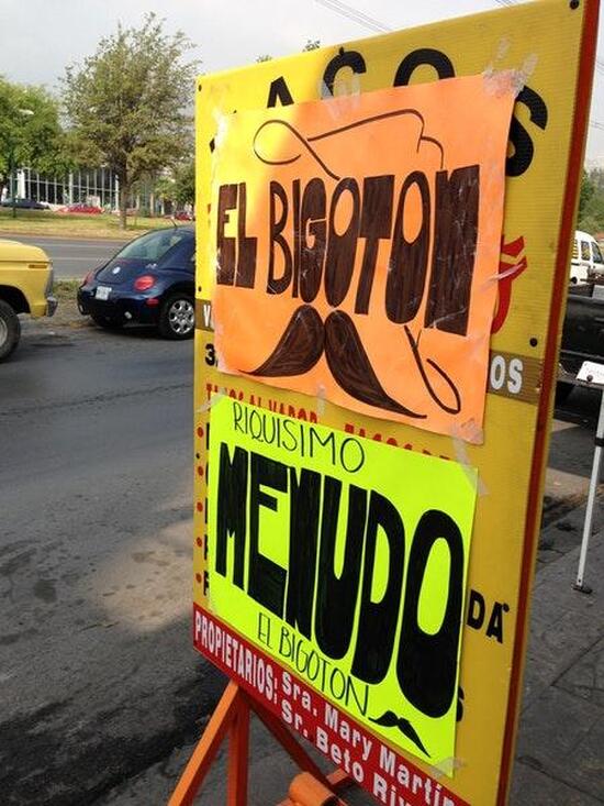 Menu at El Bigotón restaurant, Monterrey
