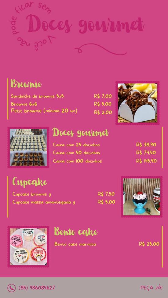 Menu em Doce menina gourmet restaurante, Fortaleza