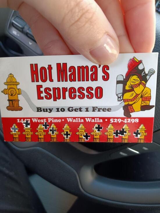Menu at Hot Mama's Espresso cafe, Walla Walla