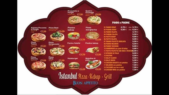 Menu at Istanbul Kebab Pizza Grill restaurant, Urtijëi