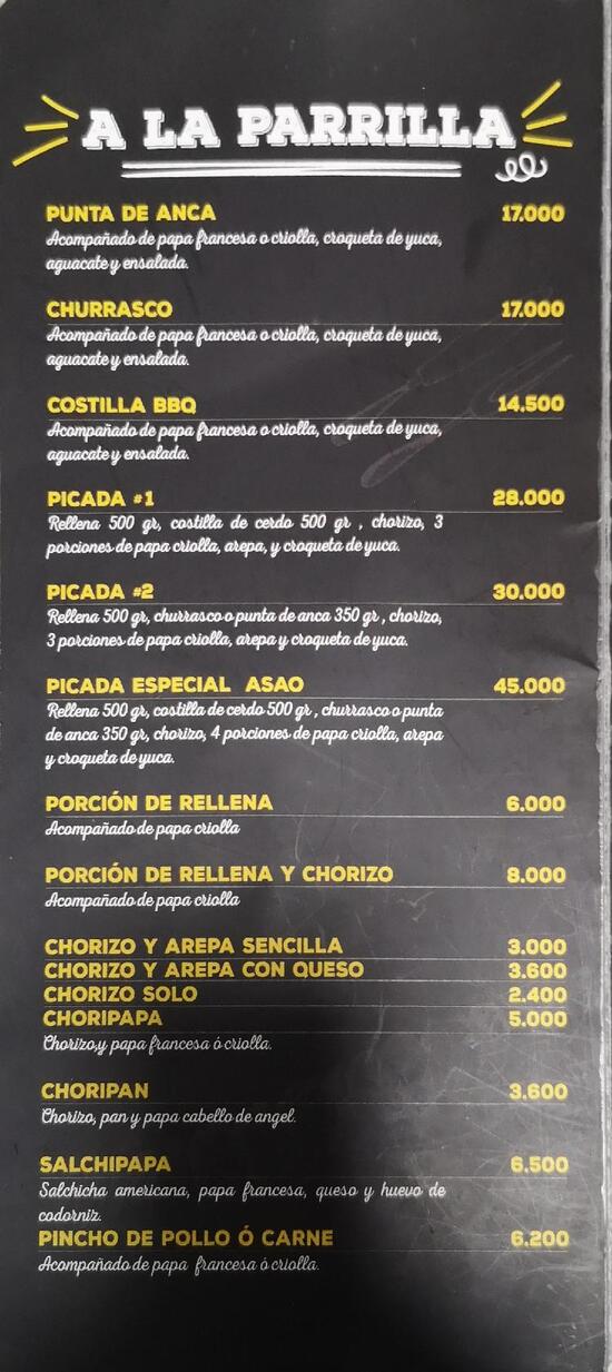 Menu at lo natural es...ASAO restaurant, Bogotá