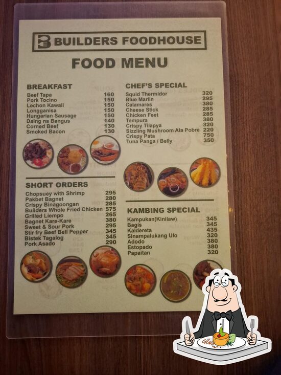 Menu at Builders Foodhouse restaurant, Makati
