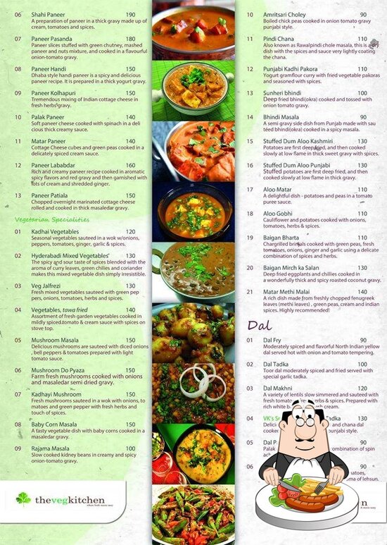 Menu at the veg kitchen, Pune, shop no 22 adi Skyline