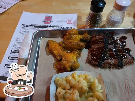Menu at OBI's Barbecue, Marion