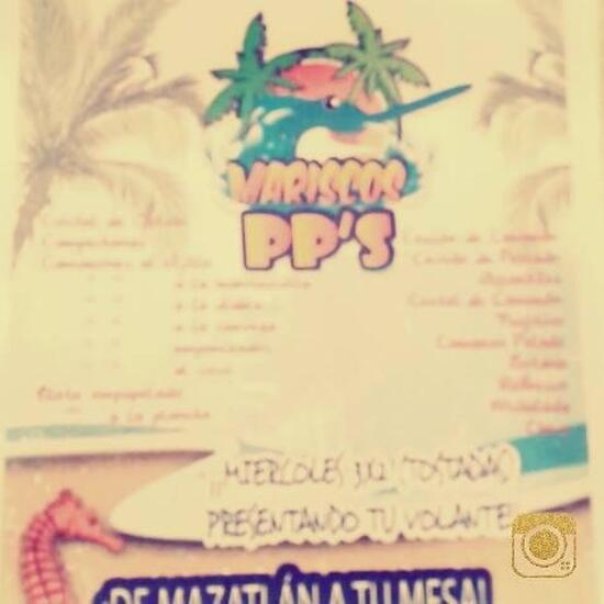 Menu at Mariscos PP'S restaurant, Durango