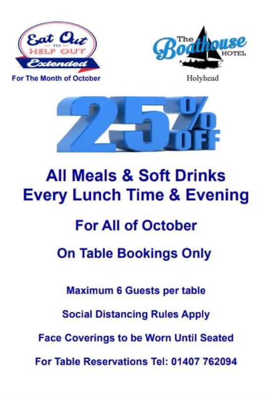 Menu at Boathouse Hotel pub & bar, Holyhead