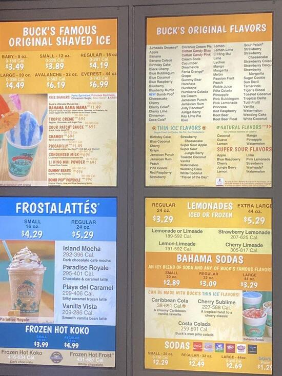 Menu at Bahama Buck's pub & bar, St. George