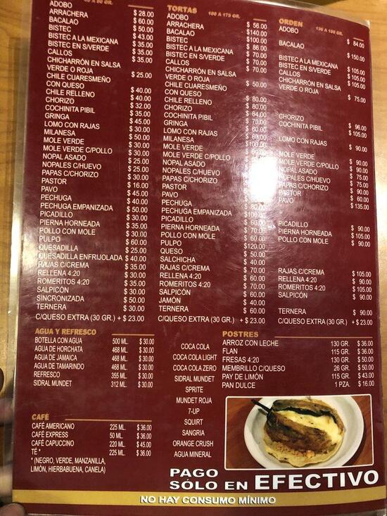 Carta del restaurante El Cuatro 20, Ciudad del México, Isabel la ...