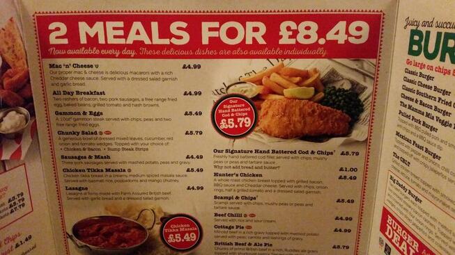Menu at The Robin Hood pub & bar, Bury, 19 Market St