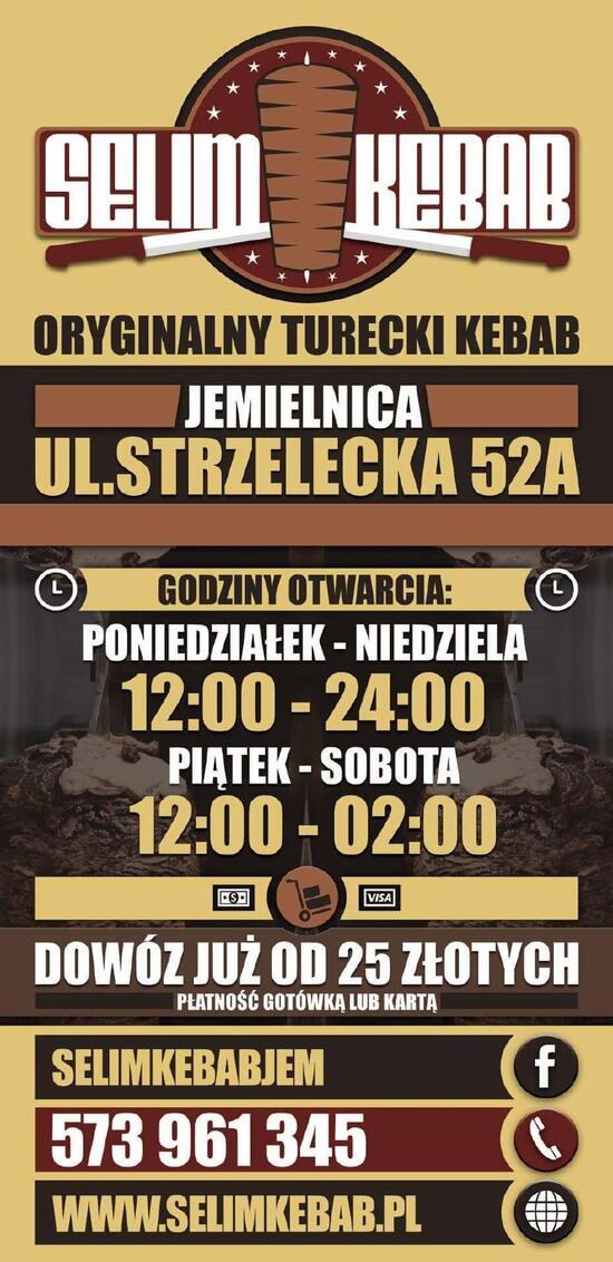 Menu at Selim Kebab restaurant, Jemielnica