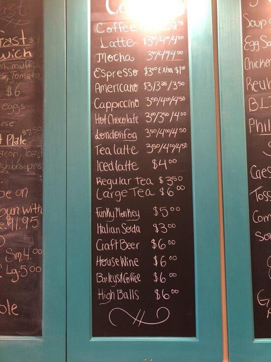 Menu at Moonshine Cafe, Tofield