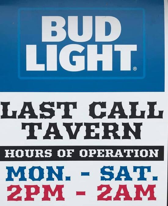 Menu at Last Call Tavern pub & bar, Oil City
