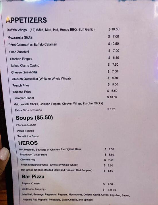 Menu at Off Broadway Sports pub & bar, Greenlawn