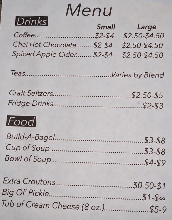 Menu at Southpaw Cafe & Community Center, Blacksburg