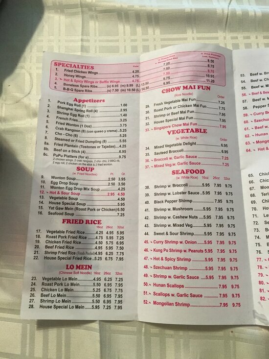 Menu at Meng Ting chinese restaurant, Terrytown