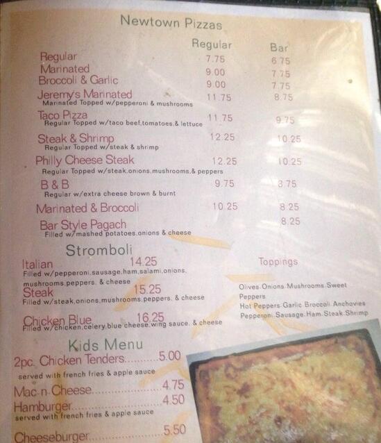 Menu at Newtown Cafe, Ashley