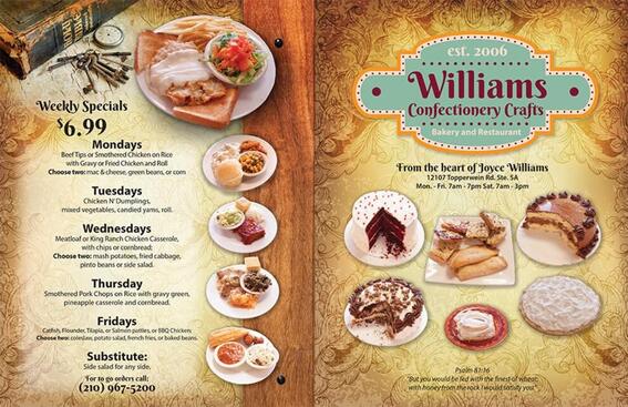 Menu at Williams Confectionery Crafts desserts, Live Oak