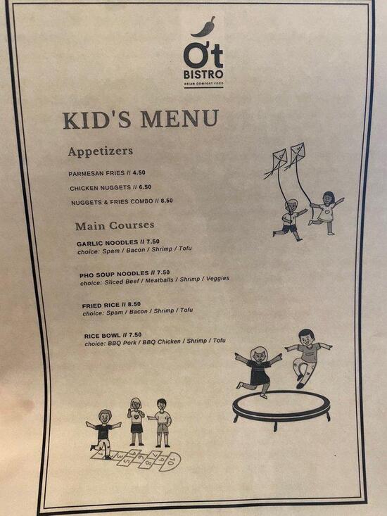 Menu at Ot Bistro restaurant, Thousand Oaks