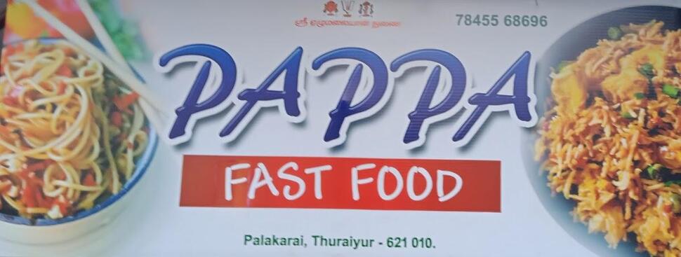 Menu at Papa fast food, India