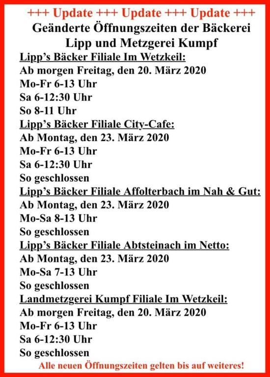 Menu at Lipp's Bäcker cafe, Wald-Michelbach