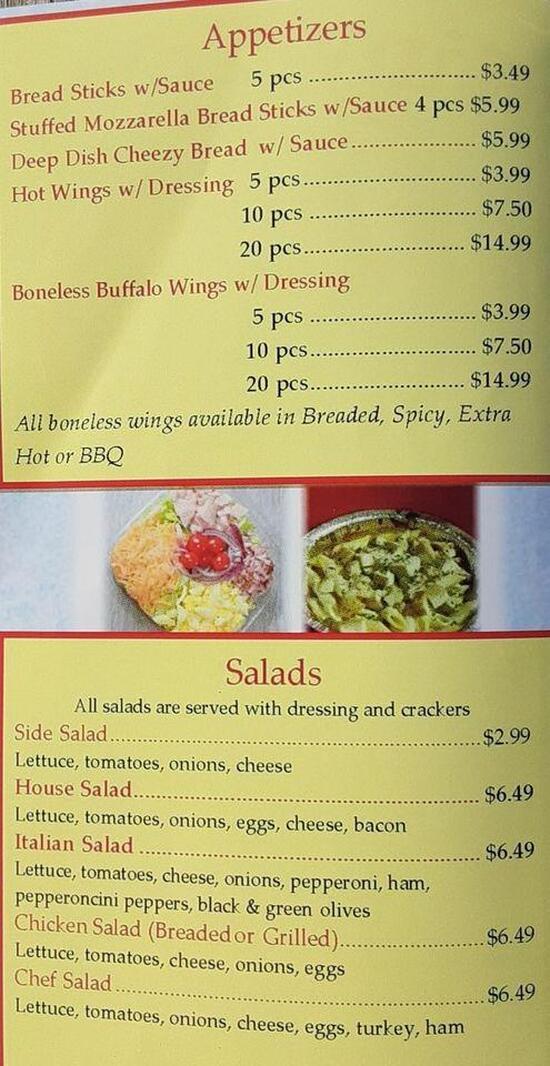 Carta de pizzería Tiny Town Pizza & Subs, Guthrie