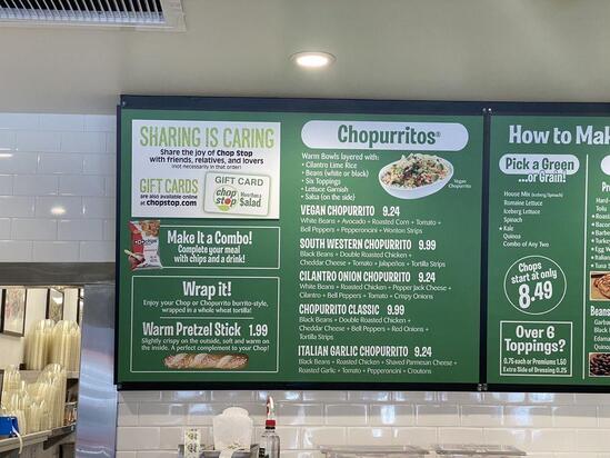 Menu at Chop Stop fast food, Las Vegas, S Las Vegas Blvd Suite 140