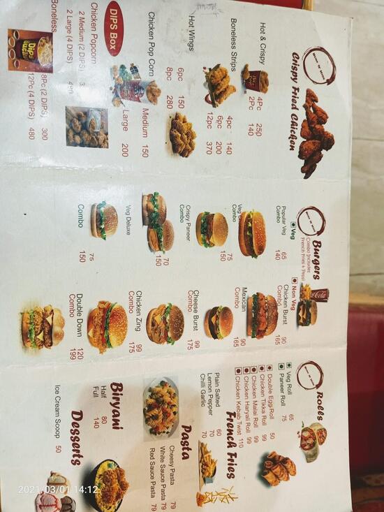 Menu at Bunk 'N' Hide, India