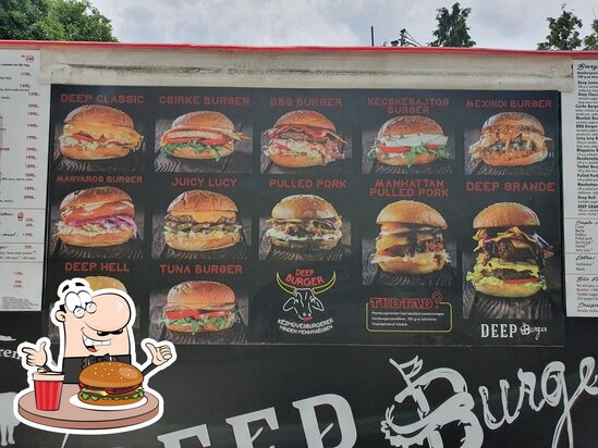 Menu at Deep Burger Truck restaurant, Budapest
