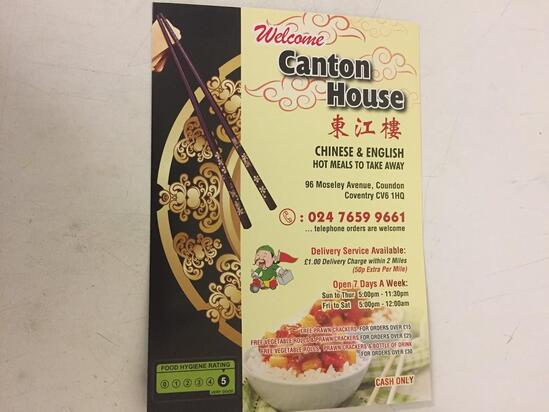 Canton House Coventry in Coventry - Restaurant menu and reviews