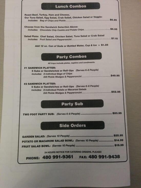 Menu at Lunch Room restaurant, Scottsdale, E Gray Rd