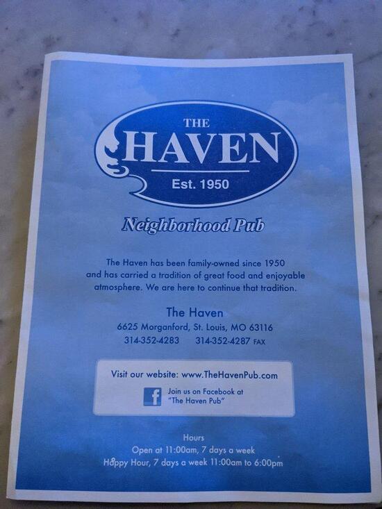Menu at The Haven pub & bar, St. Louis, Morgan Ford Rd