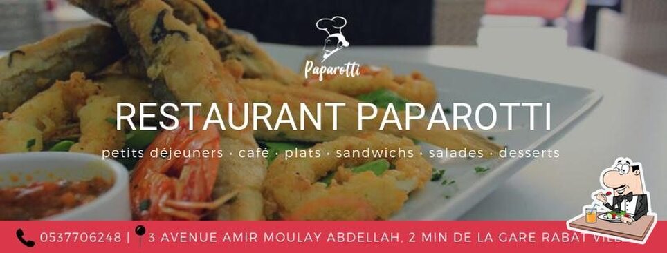 Menu at PAPAROTTI restaurant, Rabat, 3 Av. Amir Moulay Abdellah