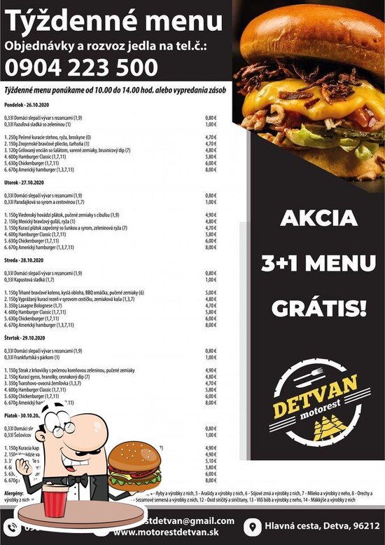Menu at Motorest Detvan restaurant, Detva