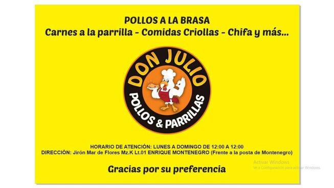 Menu at Pollos grill don julio restaurant, San Juan de Lurigancho
