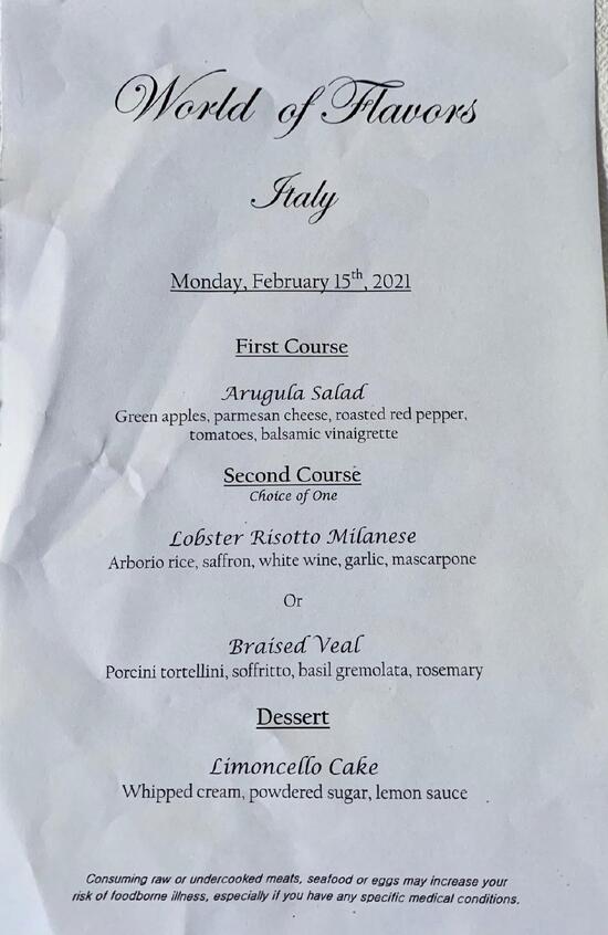 Menu at The Secret Garden restaurant, Fort Lauderdale