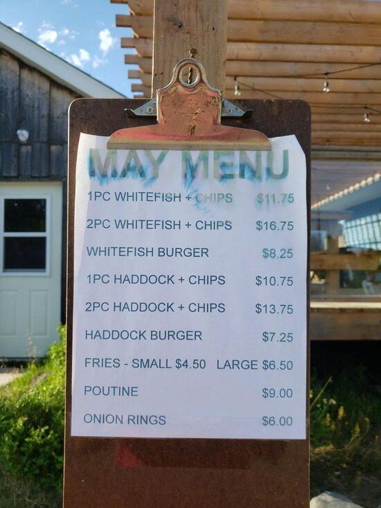 Menu at Lake Huron Fish & Chips restaurant, Providence Bay