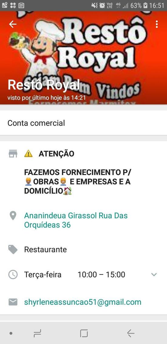 Restô Royal restaurant, Ananindeua, R. das Orquideas - Restaurant reviews