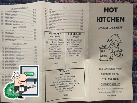 Menu at Hot Kitchen fast food, Sheffield