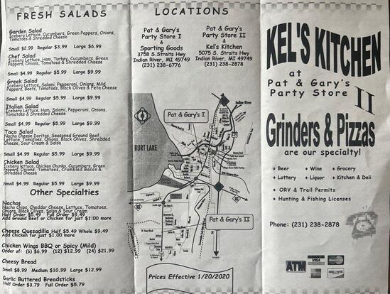 Menu at Kel's Kitchen pizzeria, Indian River