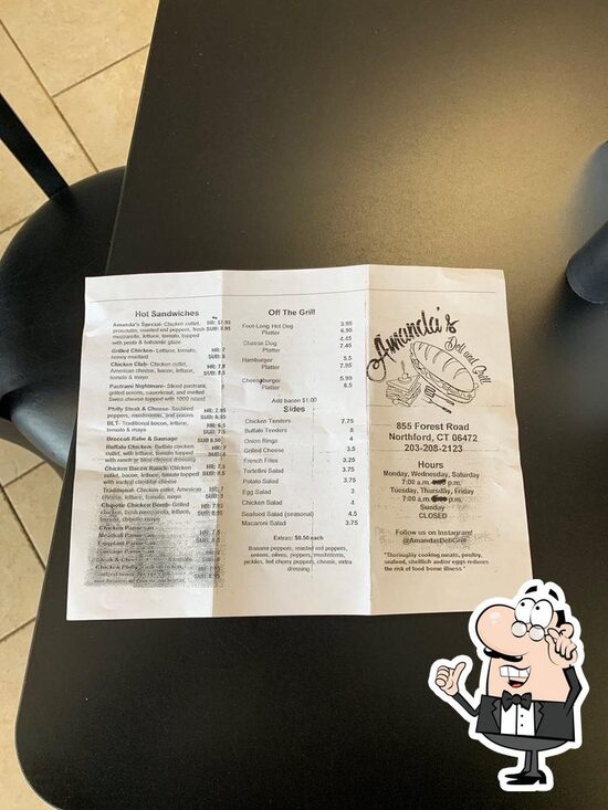 Menu at Amanda's Deli & Grill restaurant, Northford