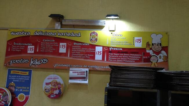 Menu at Pastes Kikos restaurant, Naucalpan, Parque Industrial