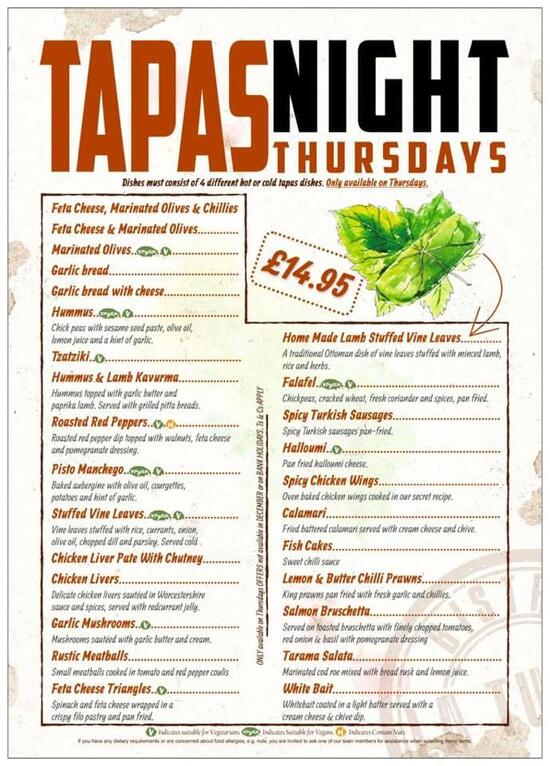 Carta del restaurante La Turka Bistro Rawtenstall, Rawtenstall