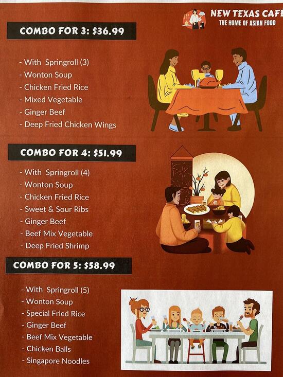 Menu at New Texas Cafe, Assiniboia